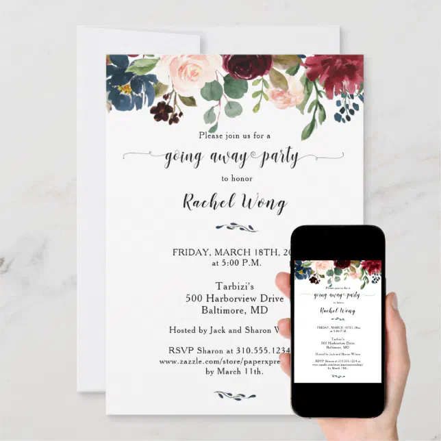 Mixed Floral Moving Going Away Party Photo Invitation | Zazzle