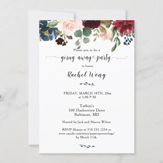Mixed Floral Moving Going Away Party Photo Invitation | Zazzle