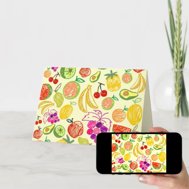 Mixed fruit greeting card | Zazzle