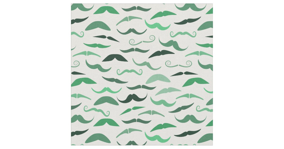 Mixed Green Mustaches Pattern Fabric | Zazzle