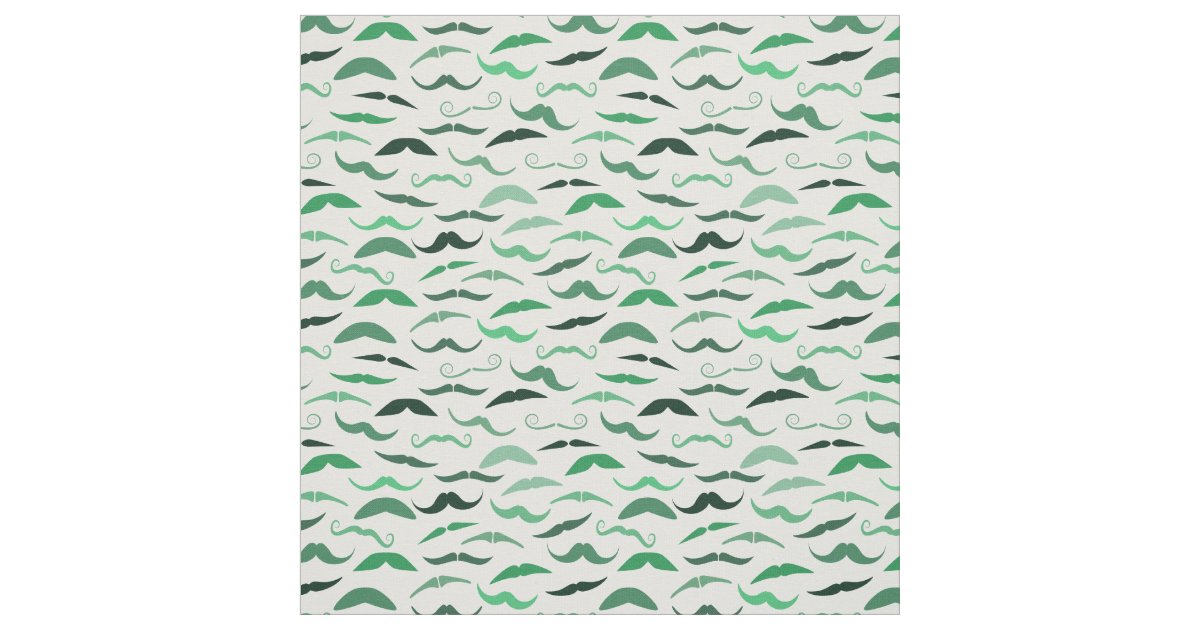 Mixed Green Mustaches Pattern Fabric | Zazzle