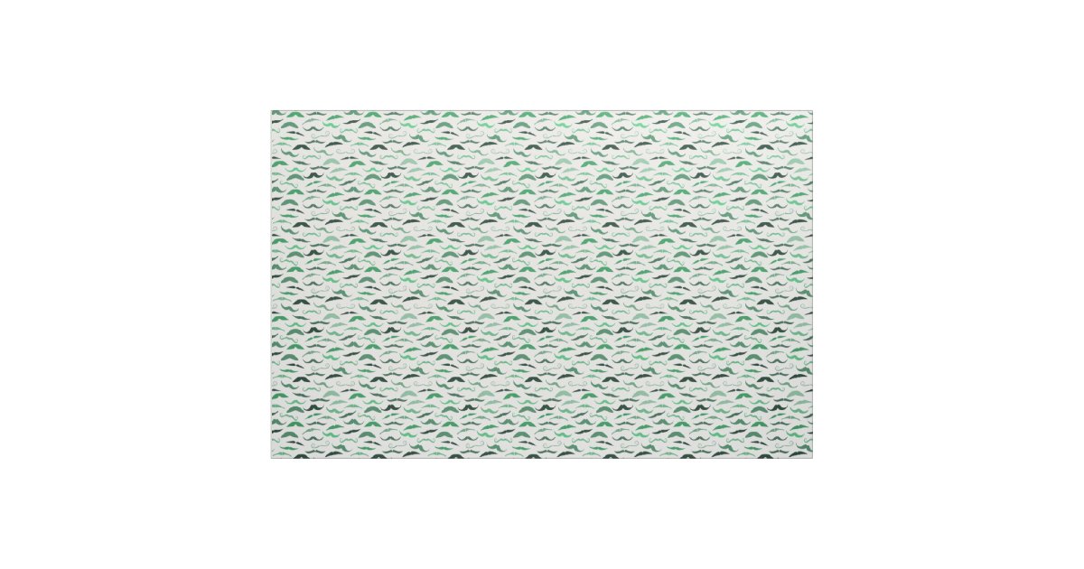 Mixed Green Mustaches Pattern Fabric | Zazzle