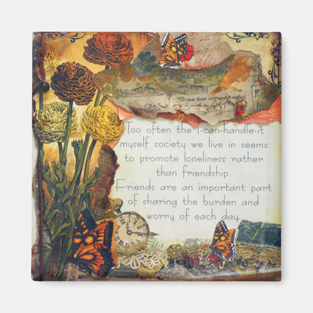 Mixed Media Art Friends Are Important Quote Magnet | Zazzle