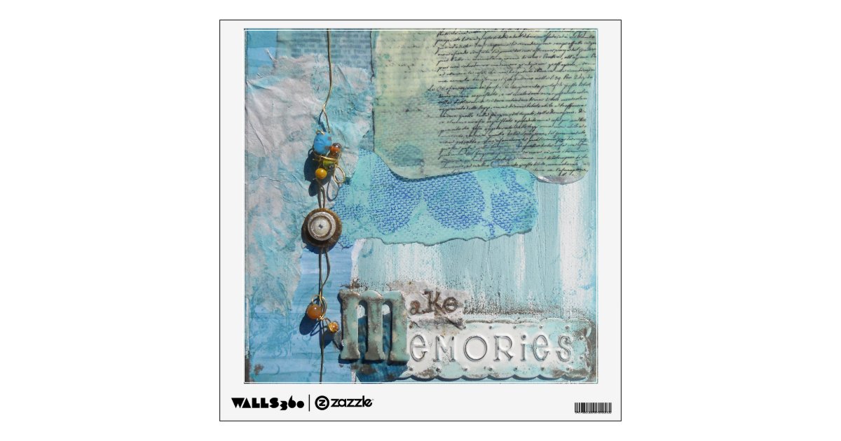 Mixed Media Blue Word Art Wall Sticker | Zazzle