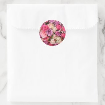 Mixed pastel roses by Therosegarden Classic Round Sticker | Zazzle