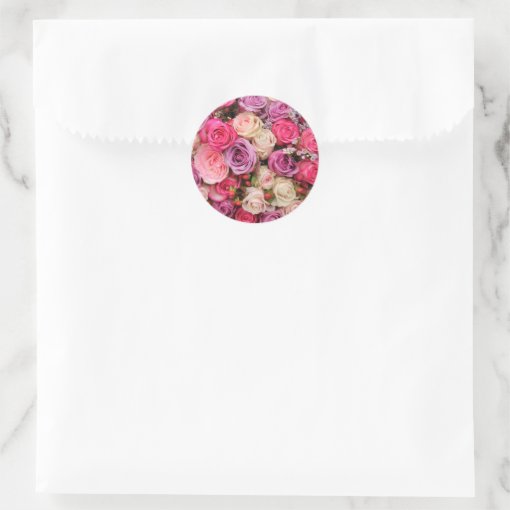 Mixed pastel roses by Therosegarden Classic Round Sticker | Zazzle