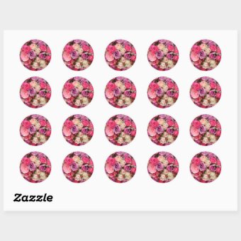 Mixed pastel roses by Therosegarden Classic Round Sticker | Zazzle