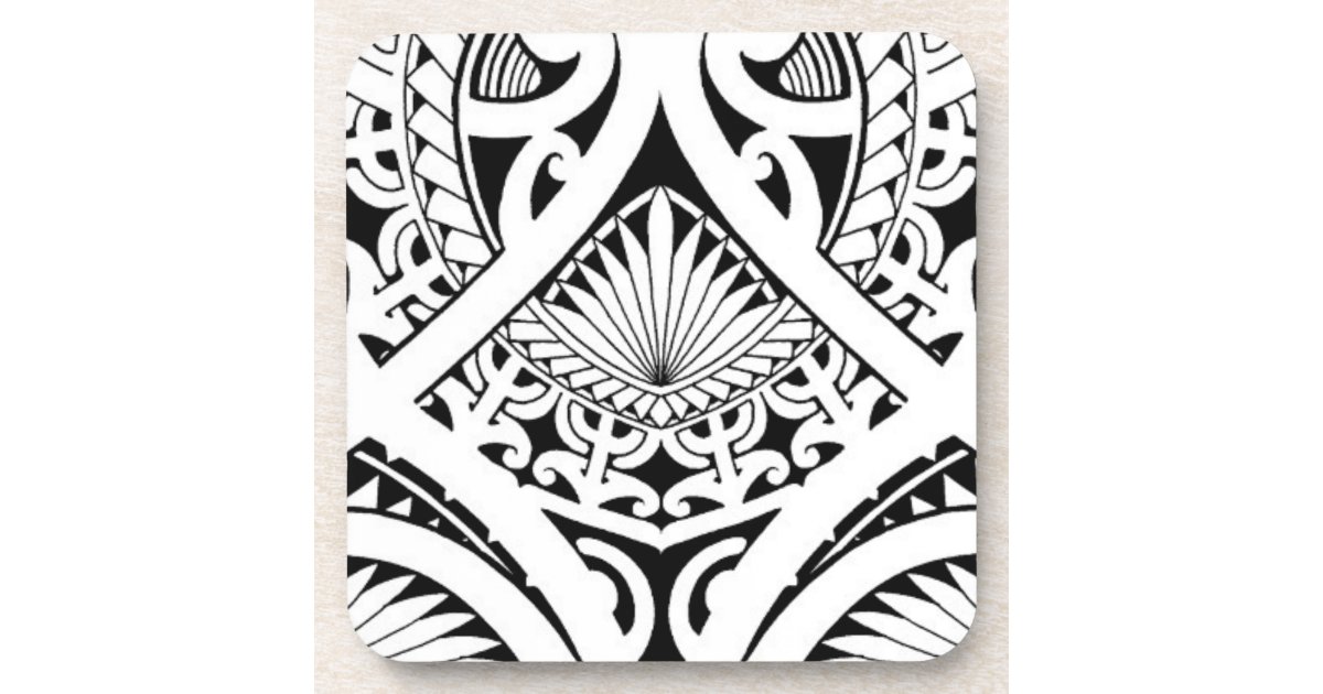 mixed polynesian maori tribal tattoo coconut leaf beverage coaster | Zazzle