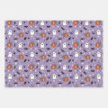Mixed Purple Halloween Patterns Ghost Pumpkin Bat Wrapping Paper Sheets ...