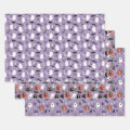 Mixed Purple Halloween Patterns Ghost Pumpkin Bat Wrapping Paper Sheets ...