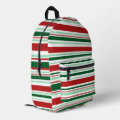 Mixed Red Green White Stripes Printed Backpack | Zazzle