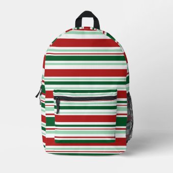 Mixed Red Green White Stripes Printed Backpack | Zazzle
