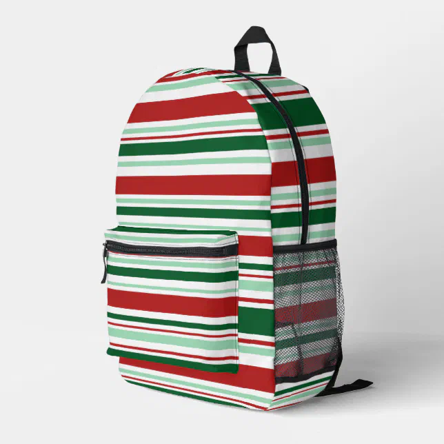 Mixed Red Green White Stripes Printed Backpack | Zazzle