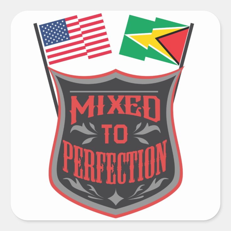 Mixed To Perfection Guyana American Flag Pride Square Sticker | Zazzle