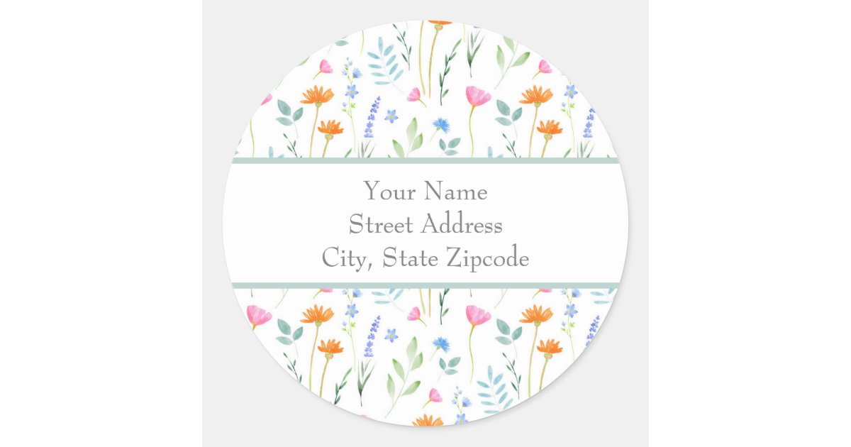 'Mixed Watercolor Wildflowers' Address Labels | Zazzle