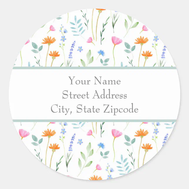 'Mixed Watercolor Wildflowers' Address Labels | Zazzle