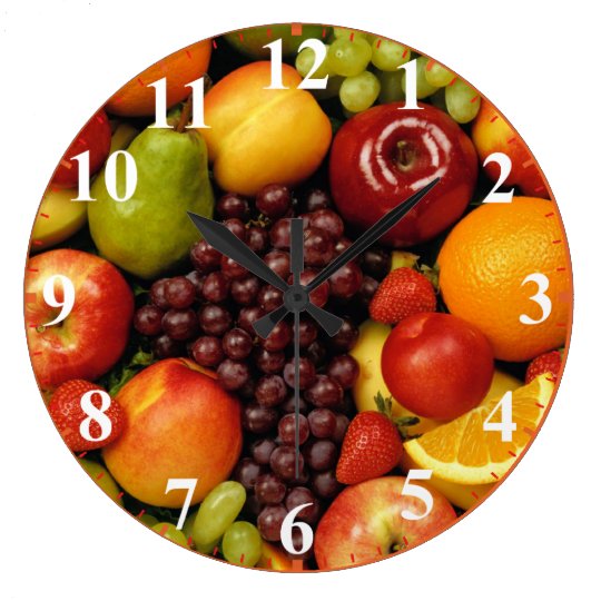 Mixed Whole Fruit Clock With Numbers | Zazzle.com