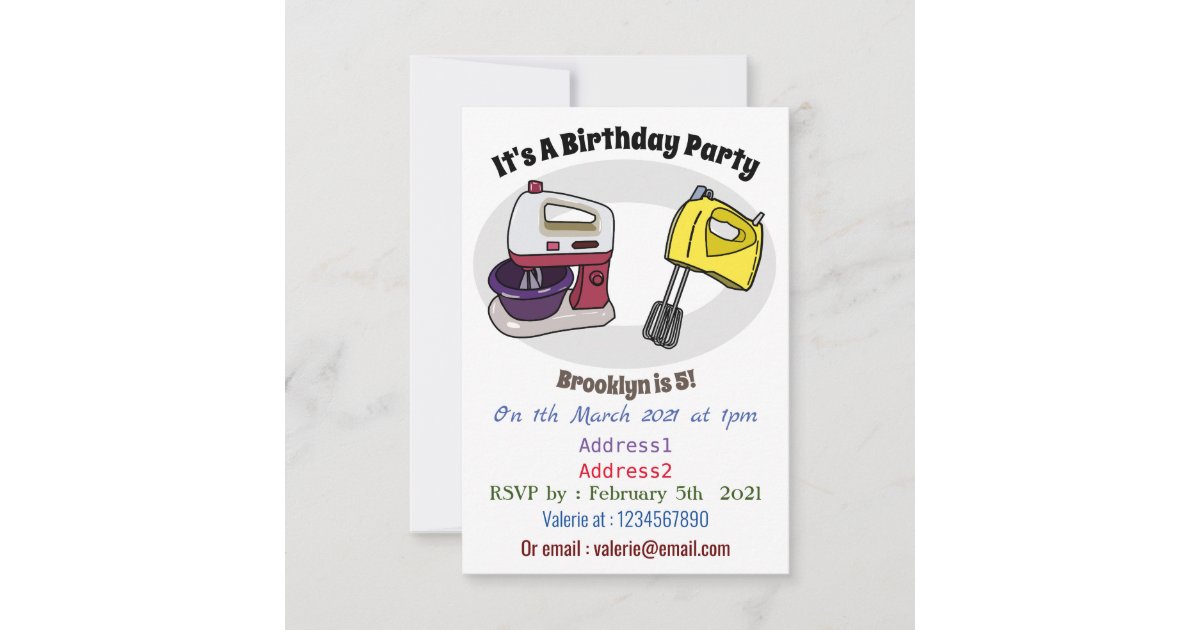 Mixer cartoon illustration invitation | Zazzle