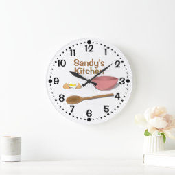 Mixing Bowl and Spoon Kitchen Clock w/ Minutes | Zazzle