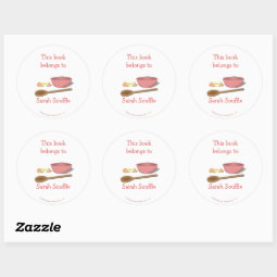Mixing Bowl Customized Cookbook Bookplate Sticker | Zazzle