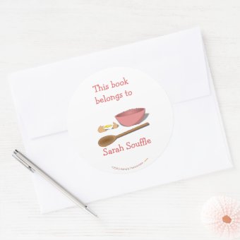 Mixing Bowl Customized Cookbook Bookplate Sticker | Zazzle