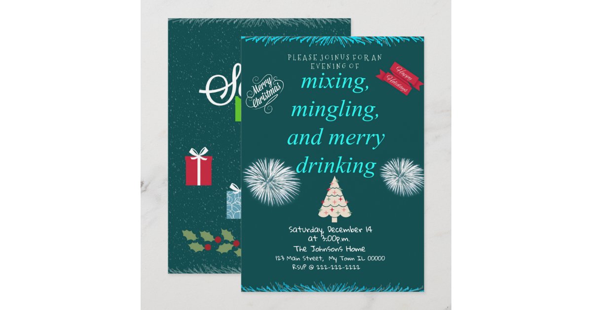 Mixing, Mingling, and Merry Drinking Party Invitation | Zazzle
