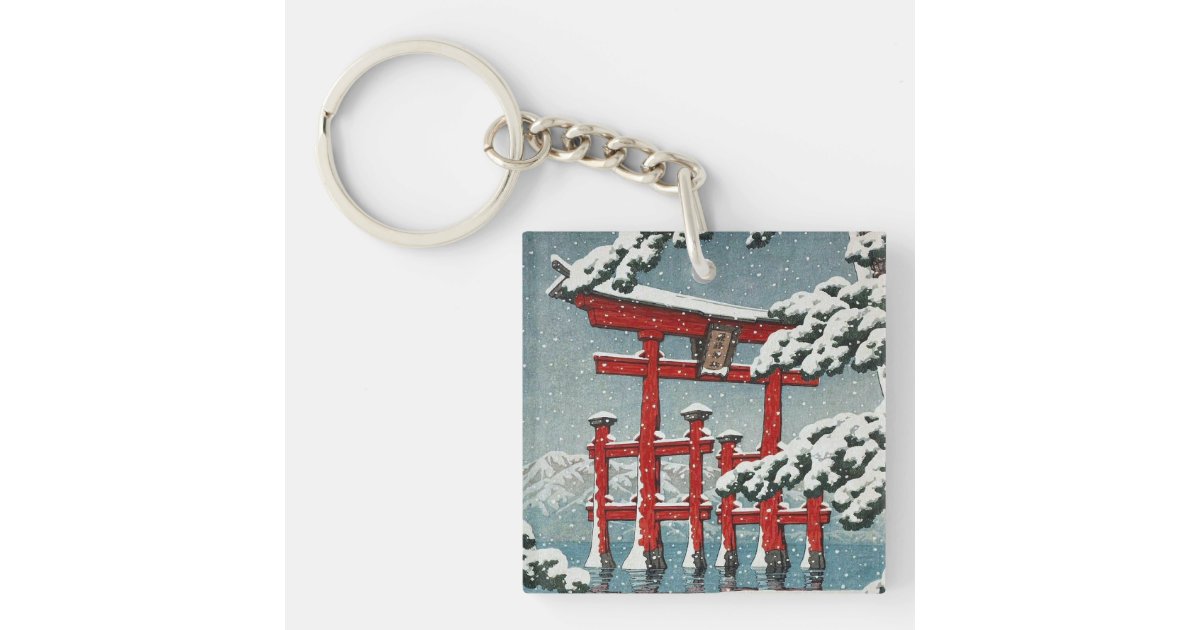 Miyajima in Snow Hasui Kawase Torii Gate Art Keychain | Zazzle