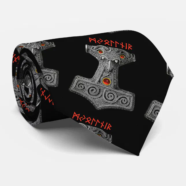 MJOLNIR Hammer of Thor Pattern,Viking Mythology Neck Tie | Zazzle