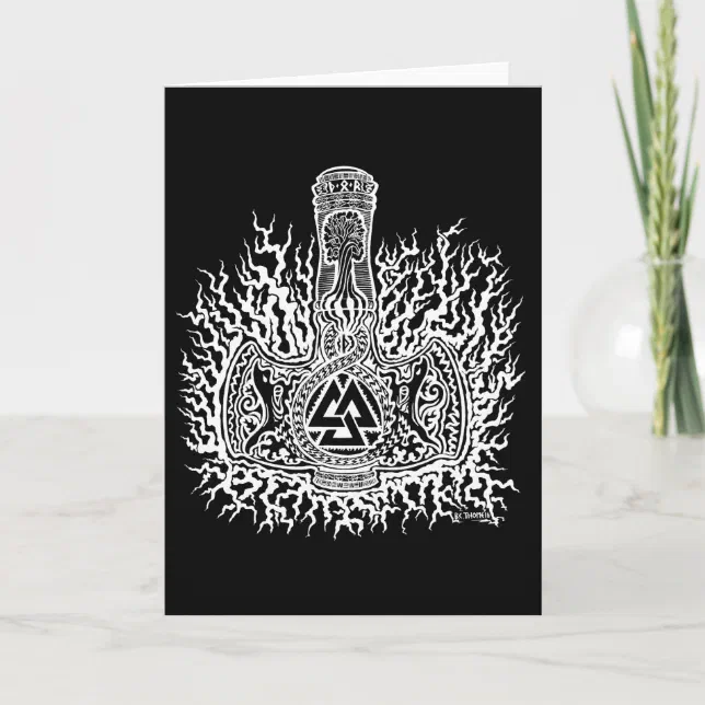 Mjolnir - Valknut Greeting Card | Zazzle