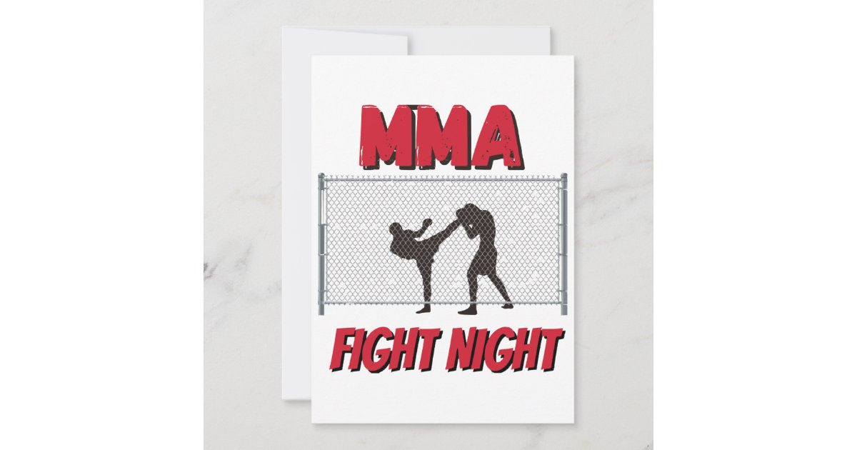 MMA Fight Night text and Silhouette of Two Fighter Invitation | Zazzle