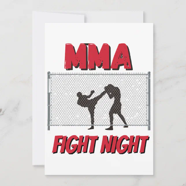 MMA Fight Night text and Silhouette of Two Fighter Invitation | Zazzle