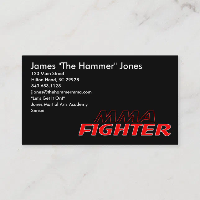 MMA FIGHTER BUSINESS CARD | Zazzle