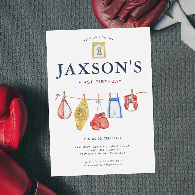 MMA Muay Thai Kickboxing | 1st Birthday Invitation | Zazzle