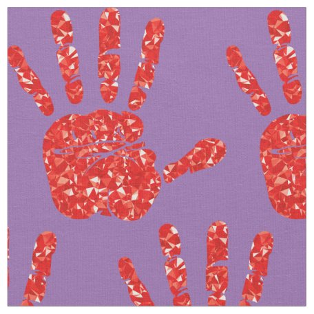 MMIW Red Hand Jeweled Pattern Black Fabric | Zazzle