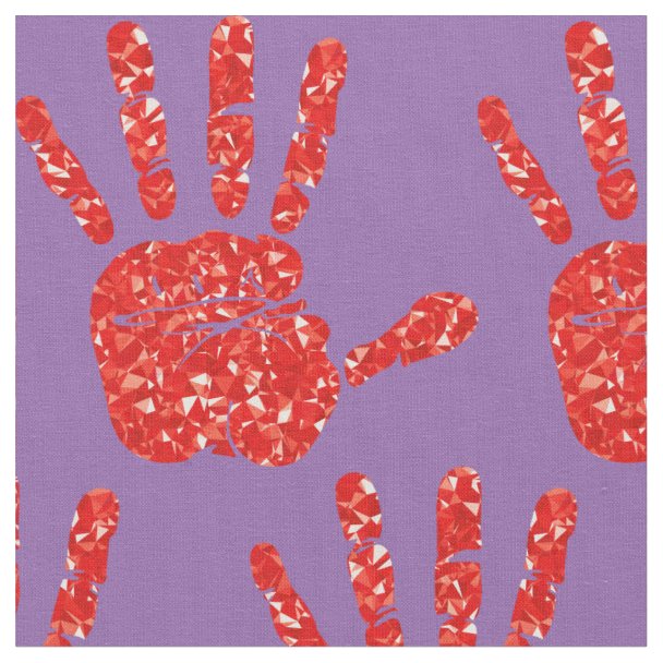 MMIW Red Hand Jeweled Pattern Black Fabric | Zazzle