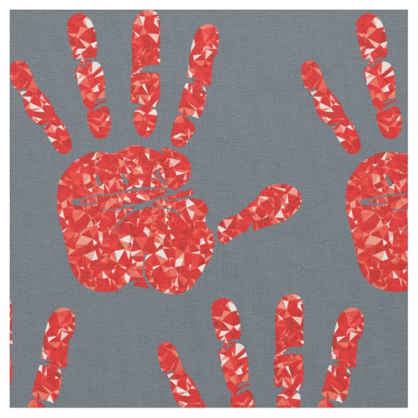 MMIW Red Hand Jeweled Pattern Black Fabric | Zazzle