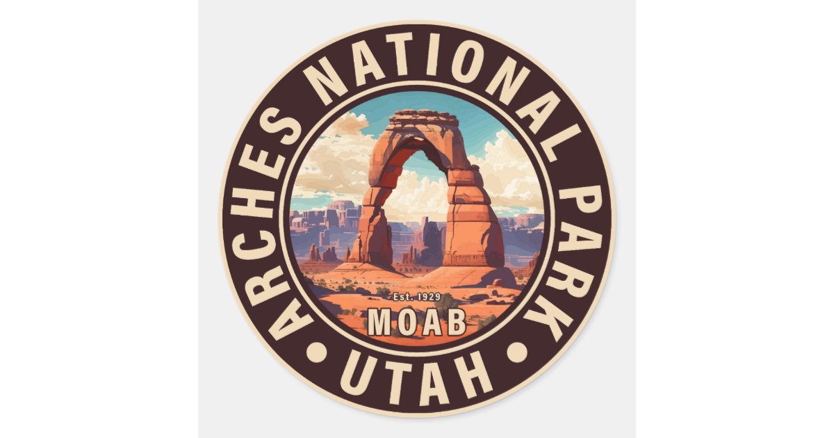 Moab Arches National Park Utah Delicate Arch Retro Classic Round ...