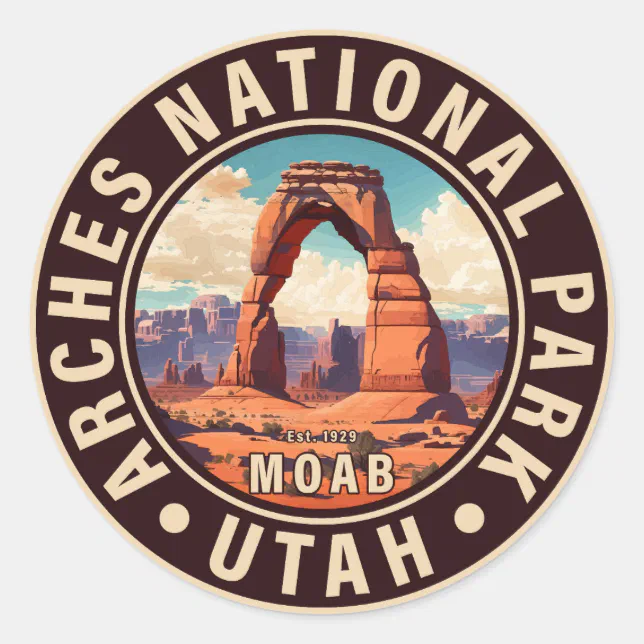 Moab Arches National Park Utah Delicate Arch Retro Classic Round ...