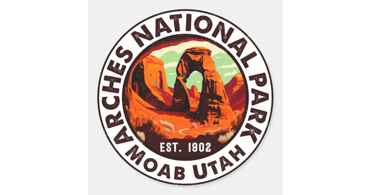 Moab Utah Vintage Sunset Arches Adventure Outdoors Classic Round ...
