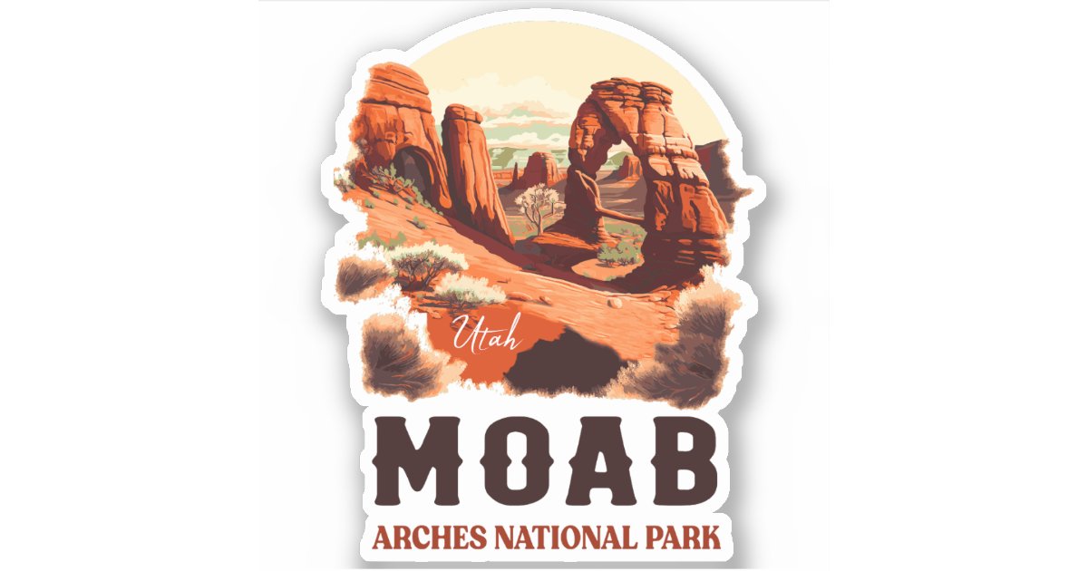Moab Utah Vintage Sunset Arches Adventure Outdoors Sticker | Zazzle