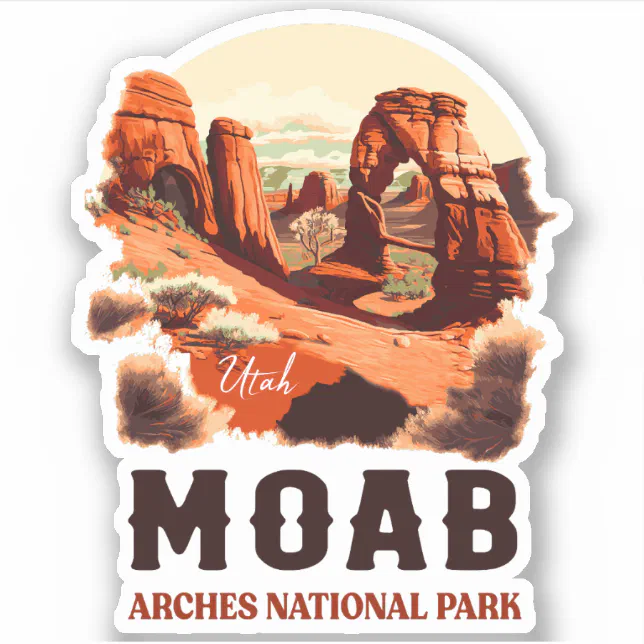 Moab Utah Vintage Sunset Arches Adventure Outdoors Sticker | Zazzle