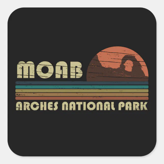 Moab Utah vintage sunset Arches national park Square Sticker | Zazzle