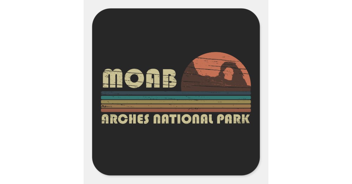 Moab Utah vintage sunset Arches national park Square Sticker | Zazzle