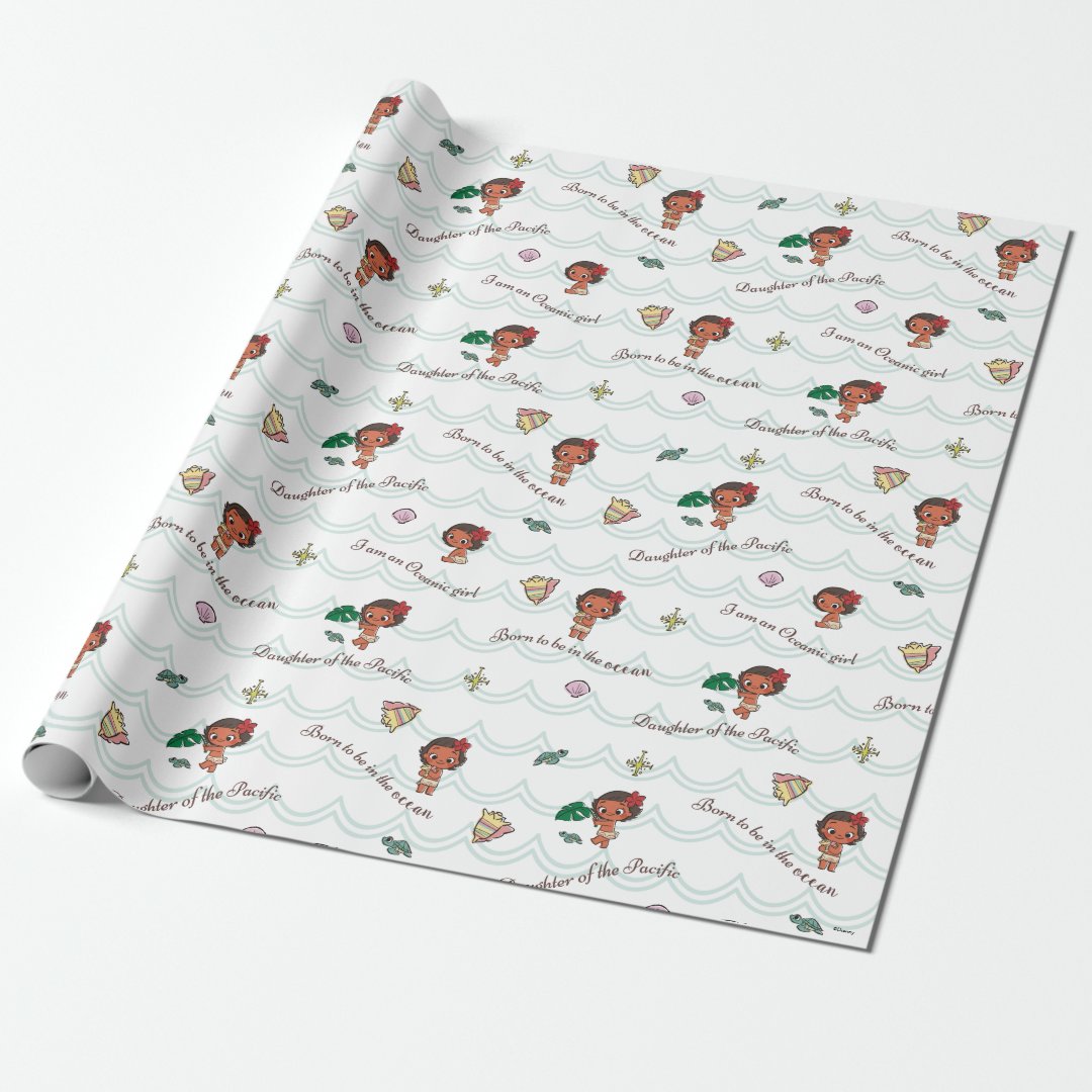 Moana | Born to be in the Ocean Pattern Wrapping Paper | Zazzle