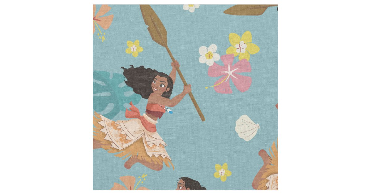 Moana | Floral Pattern Fabric | Zazzle