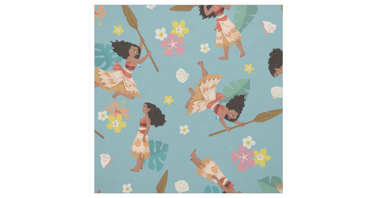 Moana | Floral Pattern Fabric | Zazzle