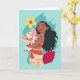 Moana Holding Pua Illustrated Graphic Card | Zazzle