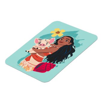 Moana Holding Pua Illustrated Graphic Magnet | Zazzle