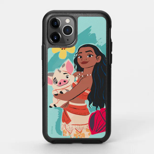 Moana Holding Pua Illustrated Graphic Otterbox iPhone Case | Zazzle