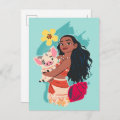 Moana Holding Pua Illustrated Graphic Postcard | Zazzle
